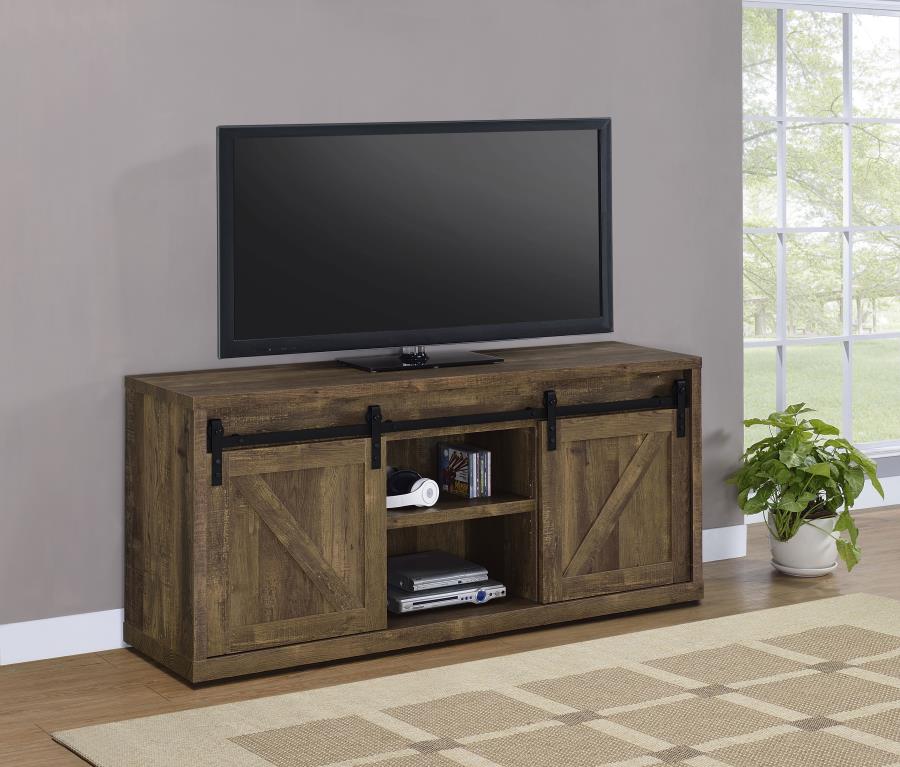 Rustic Style TV Console with Sliding Barn Doors
