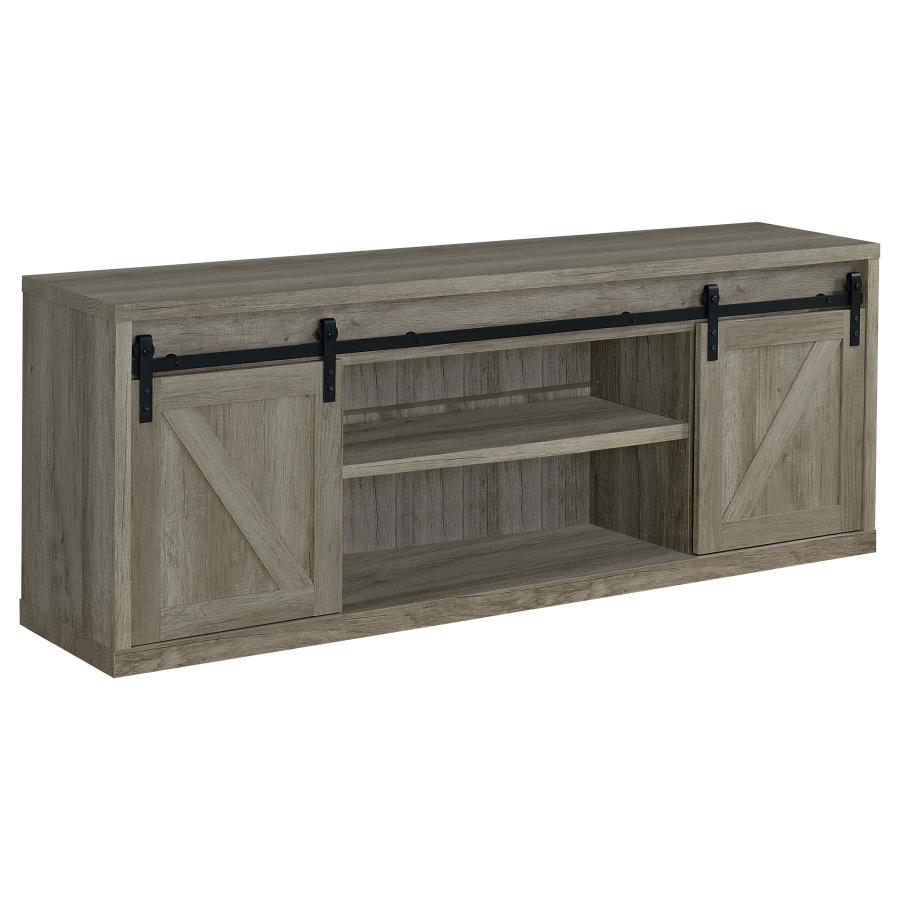 Rustic Style TV Console with Sliding Barn Doors